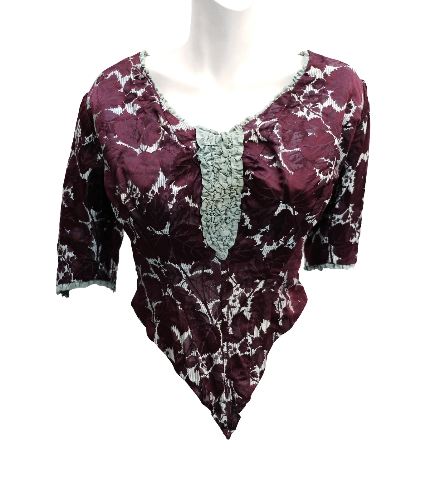 Antique Late 19th Century Boned Bodice in Burgundy Brocade, UK10 ...