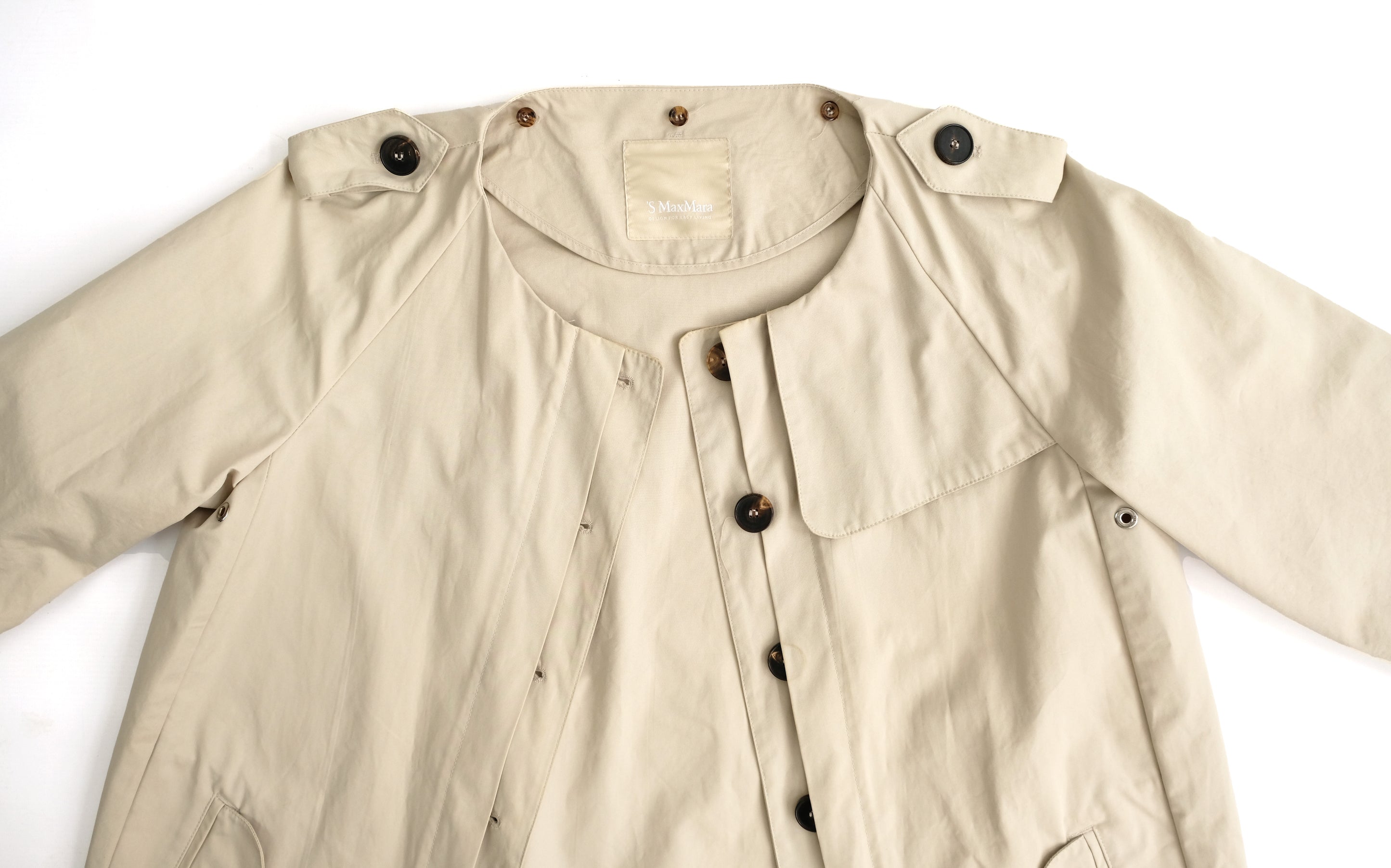 Max Mara Stone Coloured Trench Coat with Detachable Collar, UK12 ...