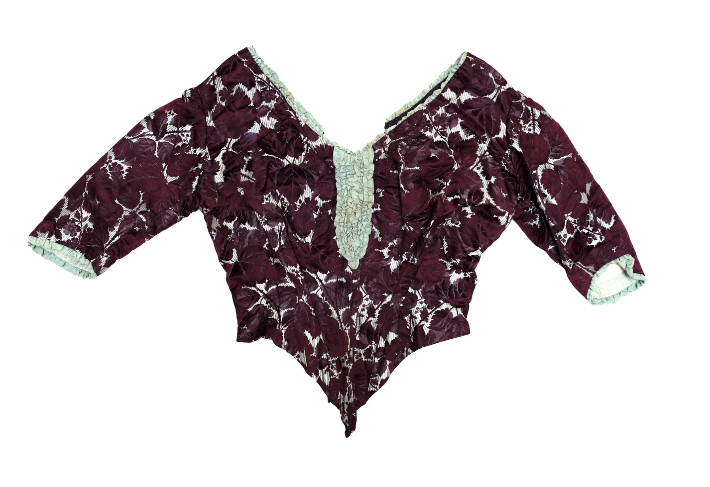 Antique Late 19th Century Boned Bodice in Burgundy Brocade, UK10 ...