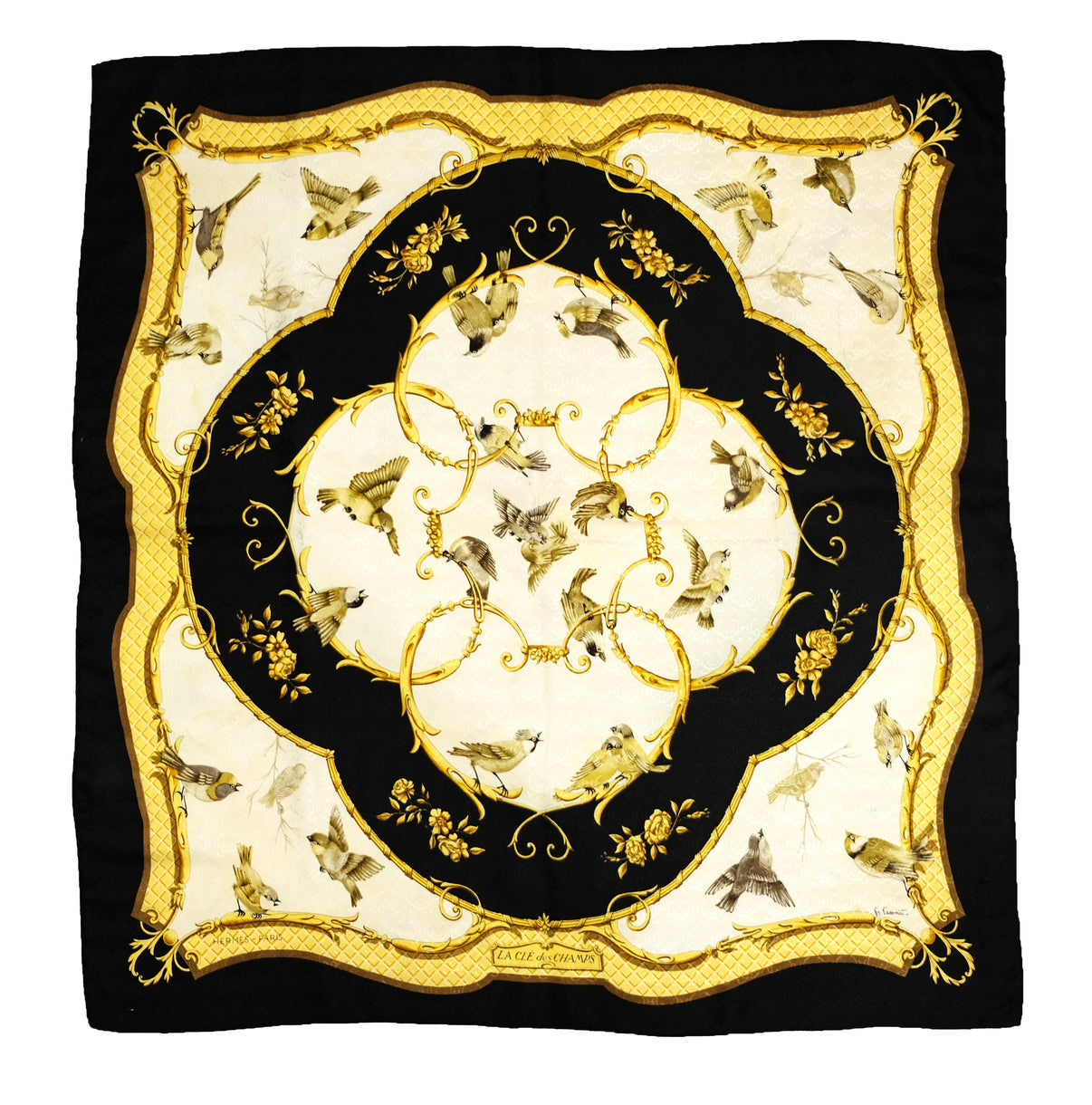 Hermes Vintage Silk Carré in Printed Silk Twill, La Clé des Champs, 19 – Menage Modern Vintage